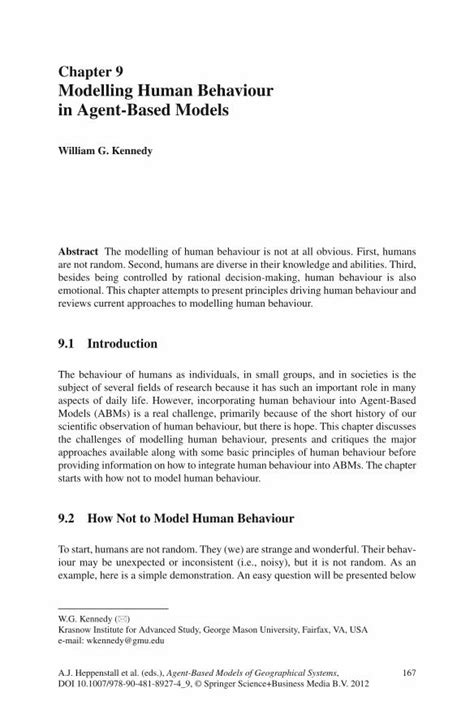 Pdf Agent Based Models Of Geographical Systems Modelling Human