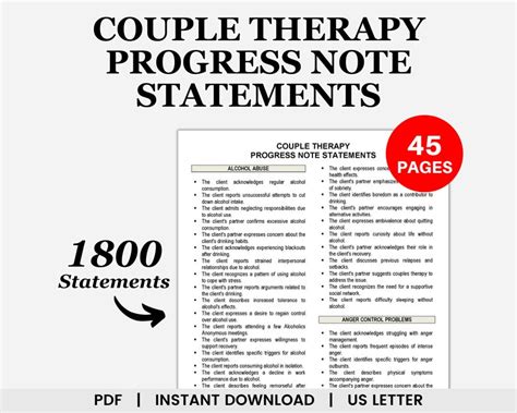 Couple Therapy Progress Note Statements Couples Therapy Therapy Progress Notes Psychotherapy