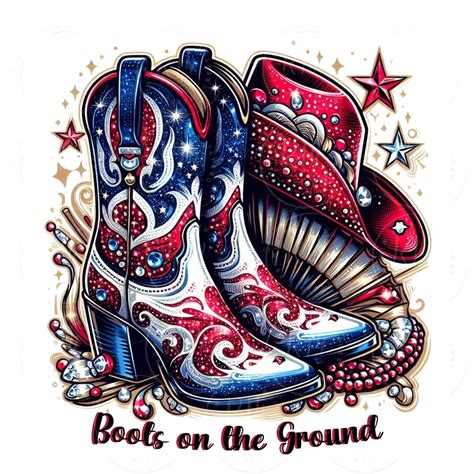 Boots On The Ground Png Rhinestone Cowgirl Boots Hatand Fan Graphic