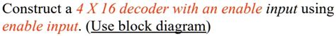 Solved Construct A 4 X 16 Decoder With An Enable Input Using A Block