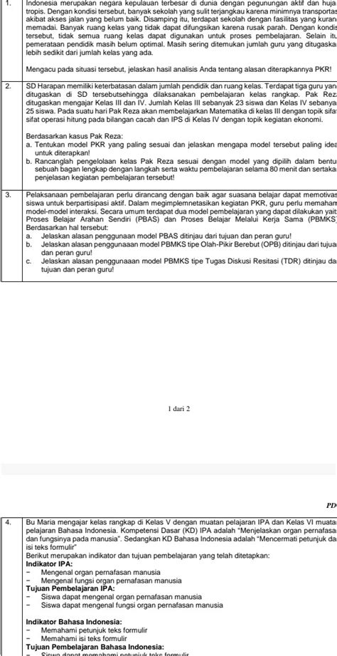 1 Dari 2 4 Bu Maria Mengajar Kelas Rangkap Di StudyX