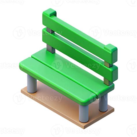 Fascinating Art Deco Minimal Isometric Park Bench Single Weight Stroke Green With Scalable