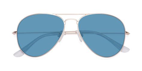 Green Silver Lightweight Metal Aviator Tinted Sunglasses With Light