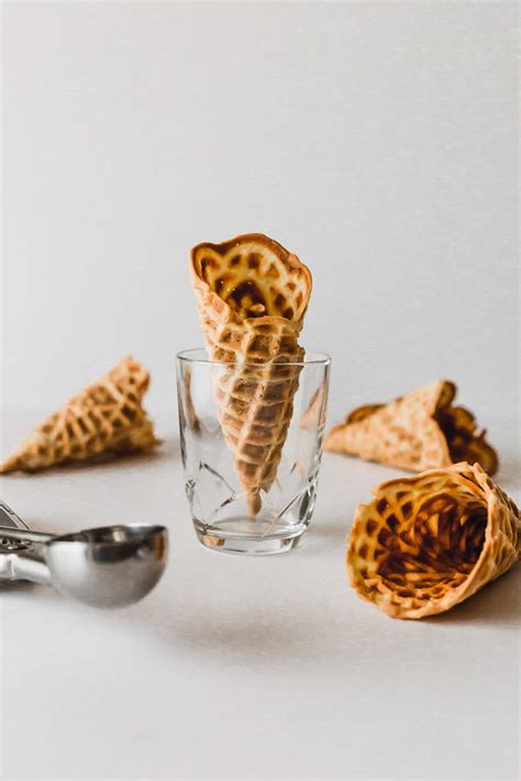 Homemade Ice Cream Waffle Cones Vanilla And Chocolate Sift Simmer