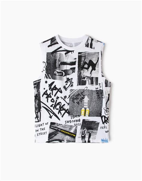 Белая майка oversize с принтом для мальчика BTN002163-1 купить по цене ...