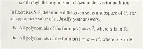 Solved Not Through The Origin Is Not Closed Under Vector