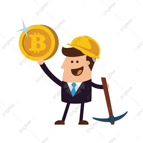 Blockchain Bitcoin Mining Vector Png Images Business Man Successfully Mine Bitcoin Business