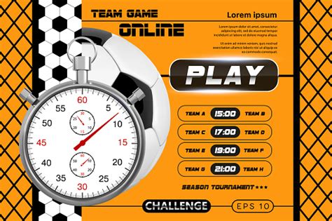 축구 포스터 디자인 벡터입니다 축구 볼과 스톱 워치 개념입니다 스포츠 바 프로 모션에 대 한 디자인입니다 대회 대회 전단지 디자인입니다 축구 스포츠 클럽 아카데미