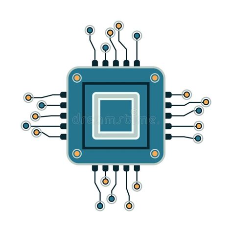 vector computer electronic chip line ai icon outline microchip