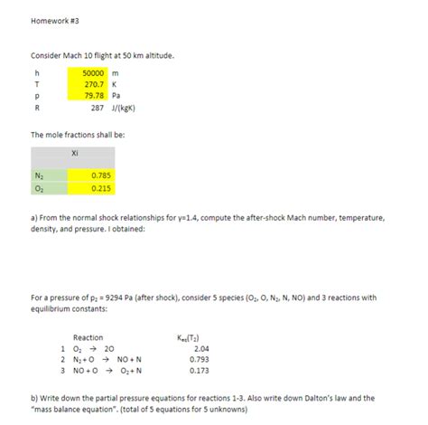 Solved Homework 3consider Mach 10 ﻿flight At 50km