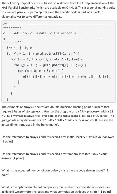 Solved The Following Snippet Of Code Is Based On Real Code Chegg