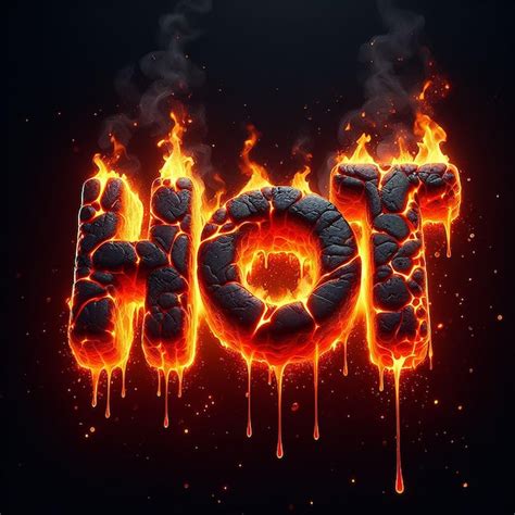 Premium Photo Hot Text Effect With Fire And Coal Realistic Hot Text