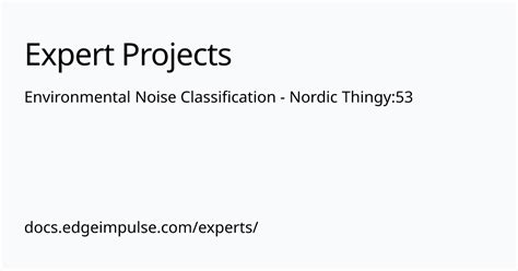 Environmental Noise Classification Nordic Thingy53 Expert Projects