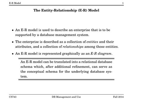 [ppt] the entity relationship e r model an e r model is used to