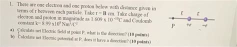 Solved 1 There Are One Electron And One Proton Below With Chegg Com