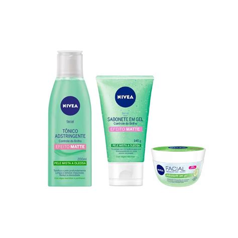 Kit Nivea controle de brilho Tônico Adstringente Sabonete Em Gel
