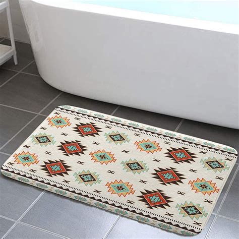 Southwestern Bath Mat American Pattern Boho Fabric Bath Mat Set