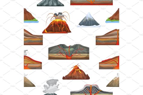 Volcano Vector Eruption And Volcanism Or Explosion Convulsion Of Nature
