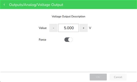Outputs Analog Detail Screen