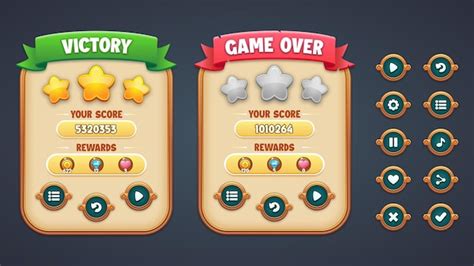 Premium Vector Vector Premium Game Ui Kit Set Of Victory And Gameover