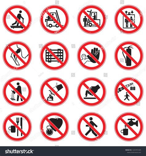 Set Prohibition Safety Signs Iso 7010 Stock Vector Royalty Free