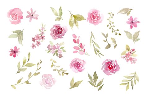 Pink Watercolor Flowers Bouquets Pattern PNG By WatercolorFlowers