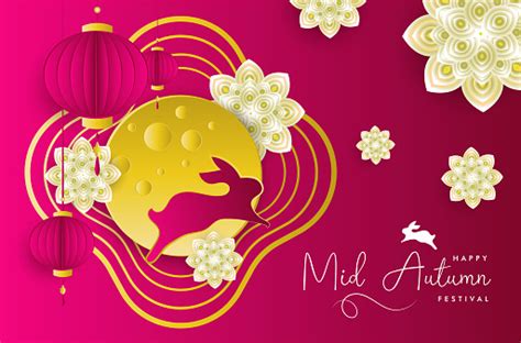 해피 미드 가을 중국 축제 인사말 카드 템플릿 아름다운 서예 포스터 배너 벡터 Mid Autumn Festival에 대한 스톡