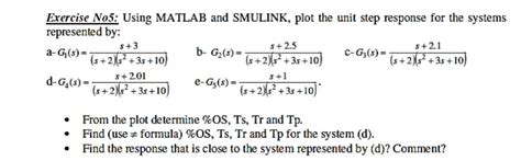Solved Exercise No5 Using Matlab And Smulink Plot The Unit