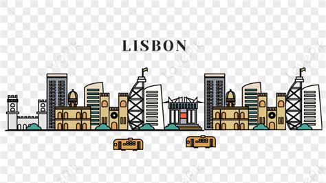 포르투갈 리스본 도시 스카이 라인 색여행도심 Png 일러스트 무료 다운로드 Lovepik