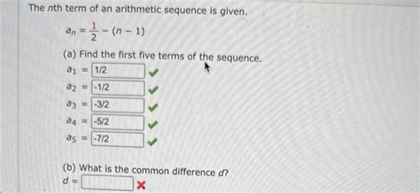 Solved The Nth Term Of An Arithmetic Sequence Is Given Chegg