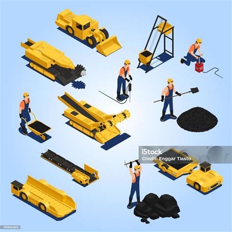 Coal Mining Isometric Flowchart Design Conveyor Pit Trolley Stock