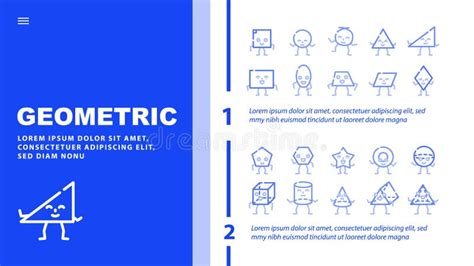 Geometric Shape Funny Landing Header Vector Stock Illustration