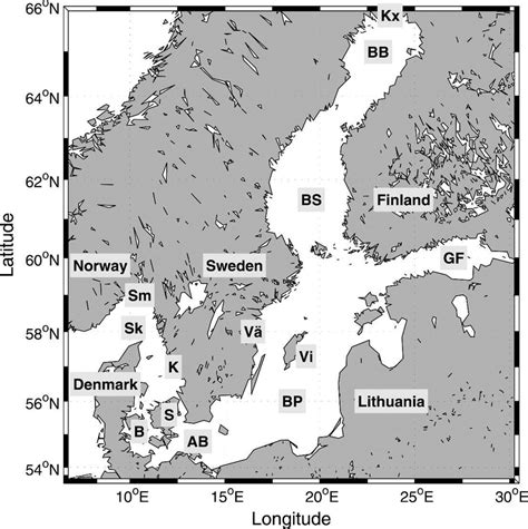 Map Of The Baltic Sea Area Showing Geographic Sites The Danish Belts