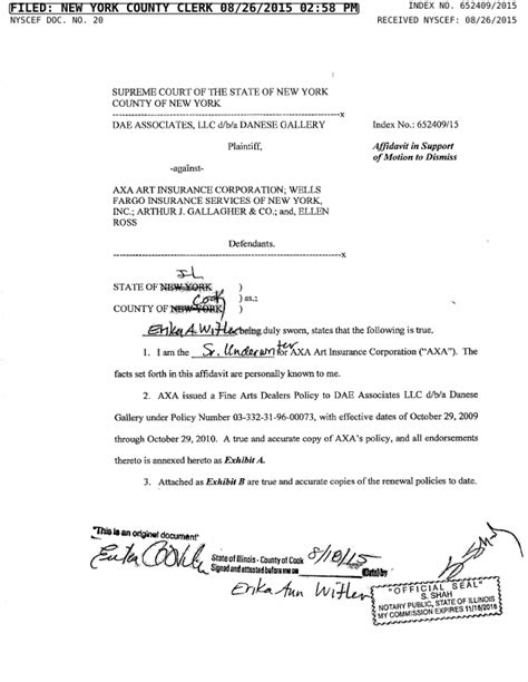 AFFIDAVIT OR AFFIRMATION IN SUPPORT OF MOTION Motion 001 Affidavit