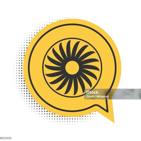 黑色通風機符號圖示隔離在白色背景上通風標誌黃色語音氣泡符號向量向量圖形及更多健保和醫療圖片 健保和醫療 冷氣 刀刃 Istock