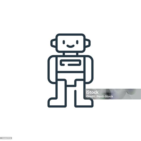 在白色背景上隔離的機器人向量圖示大綱 細線機器人圖示的網站設計和移動 應用程式開發細線機器人輪廓圖示向量圖示向量圖形及更多人工造的圖片