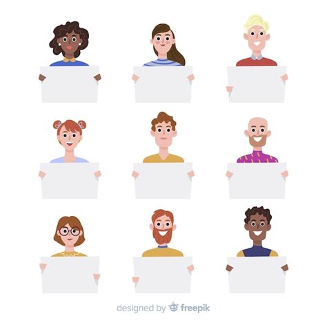 Free Vector People Holding Blank Placard Collectio