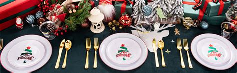 Amazon KIRE 25 Guest Christmas Plates White Plastic Plates With