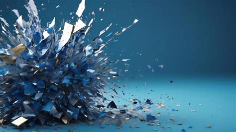 Premium Photo Blue Background With Distorted And Shattered Object