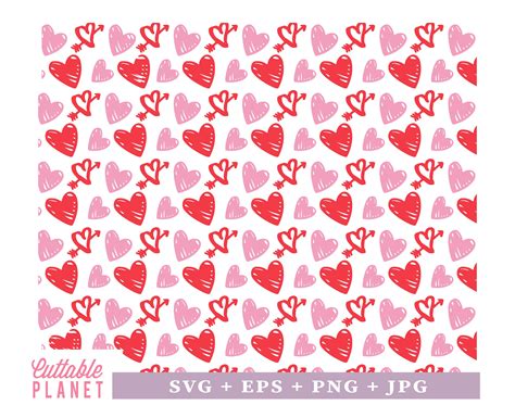 Printable Heart Pattern Svg Eps Png  Valentines Pattern Etsy Australia