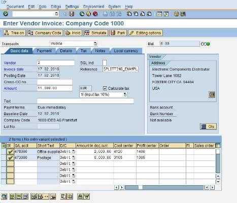 SAP FICO Central Document Splitting In New General Ledger