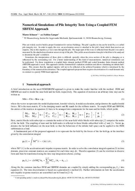 pdf numerical simulations of pile integrity tests using a coupled fem sbfem approach sabine