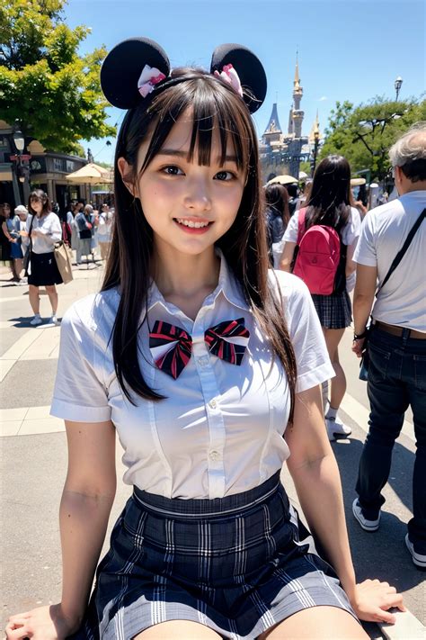 制服ディズ〇ーで大胆に脱ぎだすjk Aiエロ画像105枚！夢と露出の世界 Aidol18～美少女aiエロ動画・画像集～