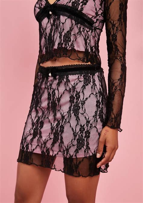 Sugar Thrillz Lace Velvet Trim Mini Skirt Blackpink Mini Skirts