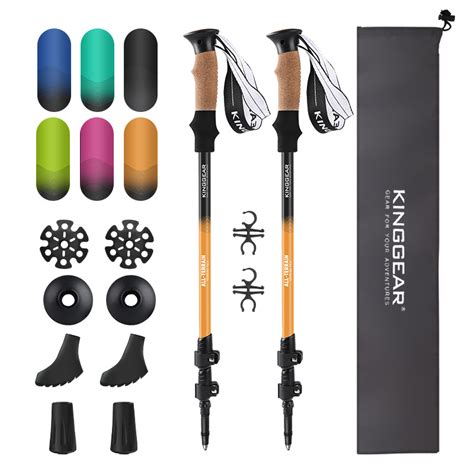 Kinggear 2 Pc Pack Collapsible Lightweight Hiking Poles Strong Aircraft