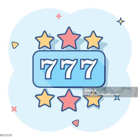 만화 스타일의 벡터 만화 카지노 슬롯 머신 아이콘 777 잭팟 사인 일러스트 레이션 그림 카지노 우승자 비즈니스 스플래시 효과