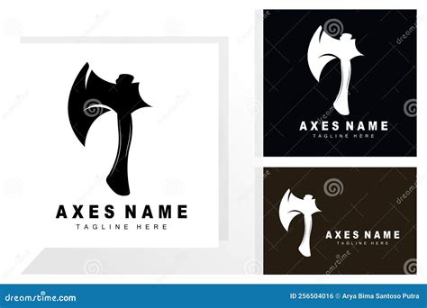 Ax Logo Design War Tool Illustration And Woodcutter Vector Stock