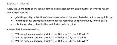 Solved Exercise 4 3 ﻿pointsapply The Sir Model To Analyze