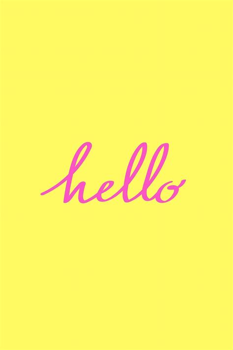 Pink Cursive Hello Typography On Bright Yellow Background