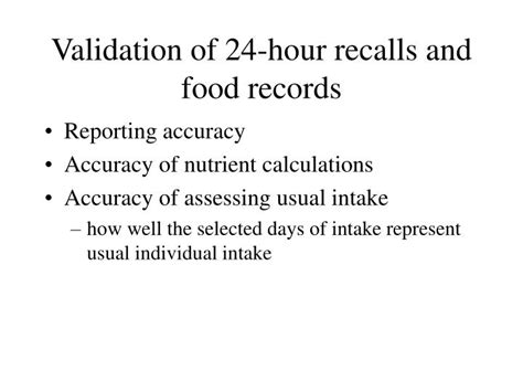 Ppt 24 Hour Dietary Recall And Food Record Method Powerpoint Presentation Id3508186